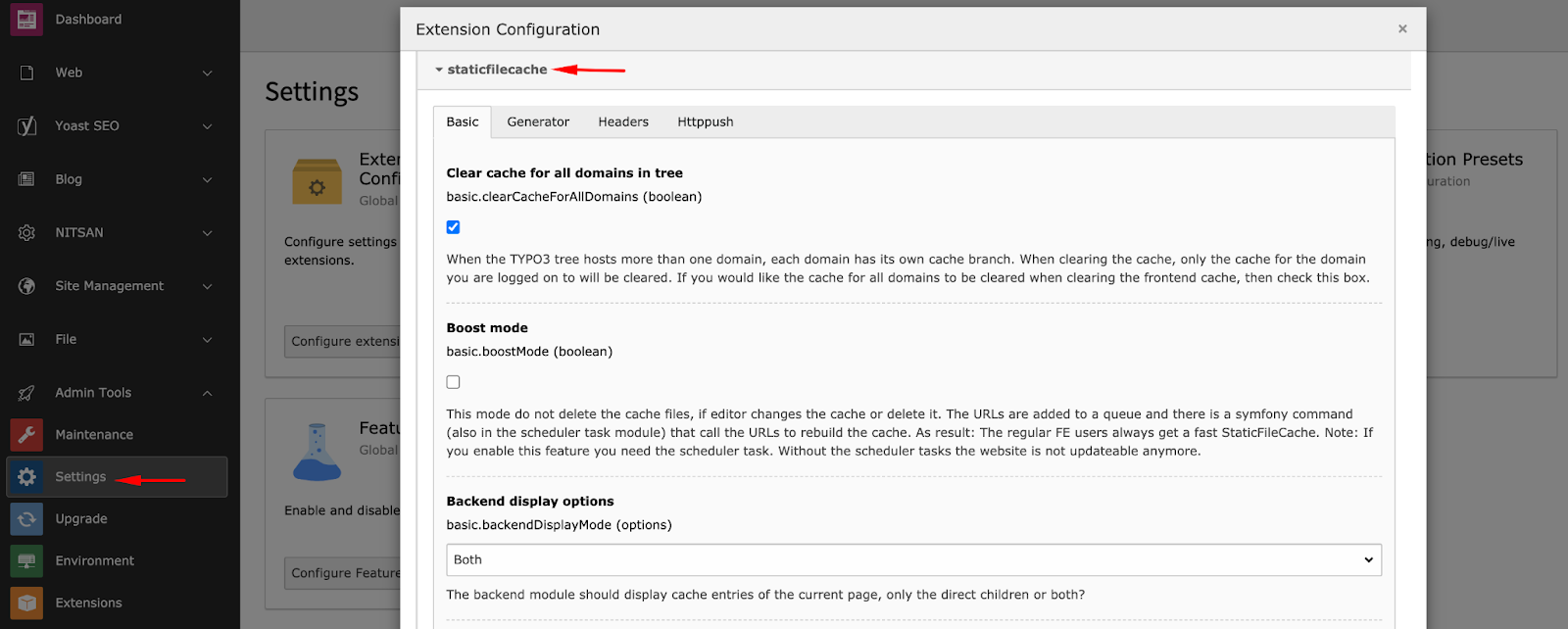 How To Setup TYPO3 Super Cache EXT Staticfilecache
