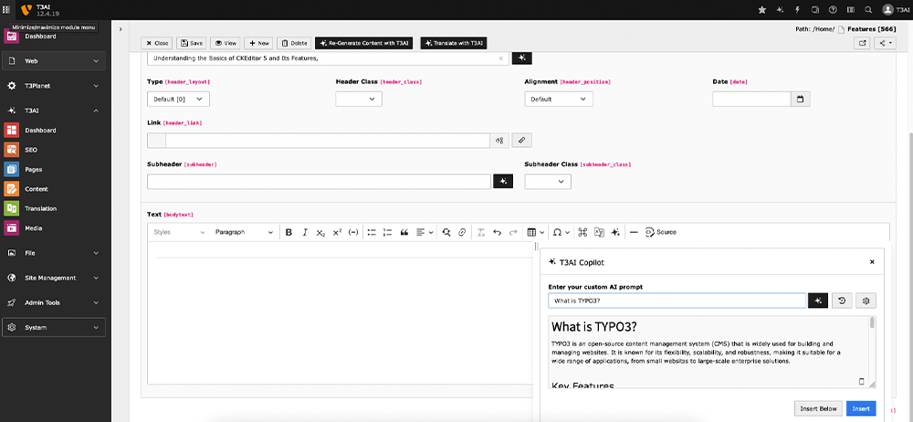 How Is T3AI Built on TYPO3 Core Standards? (UI/UX and Code)