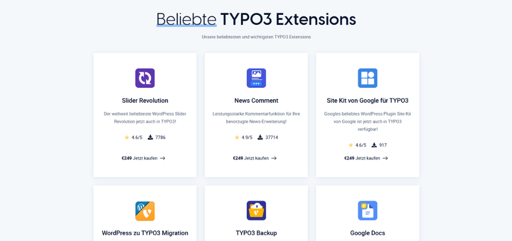 Premium TYPO3 Erweiterungen & Plugins – Shop von T3Planet